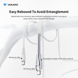 VOKAMO USB C Cable 60W with Holder Design Power Delivery Ultra-Fast Ty